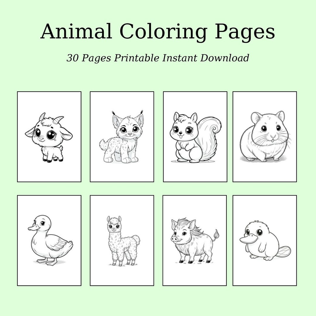 30 Animals Coloring in Pages for Kids | Preschool Worksheet | Printable ...
