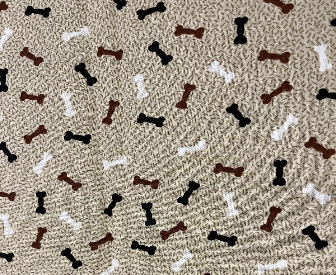 Dog Bone Pattern From Joann Brown and White on Beige 100% Cotton 1 Yard ...