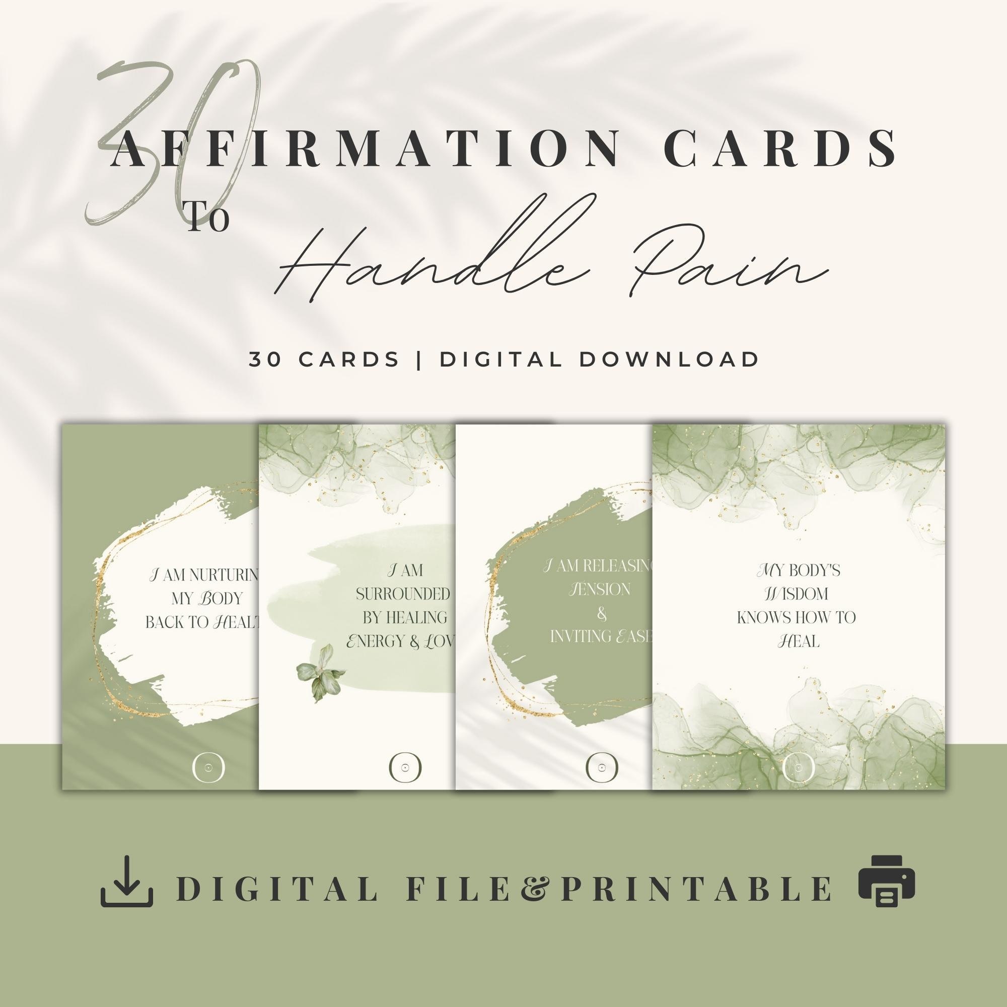 Printable Pain Relief Affirmation Cards Digital Download, Self Care ...