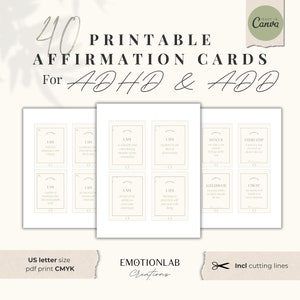 ADHD Digital Printable Positive Affirmation Cards, ADD Mental Health ...