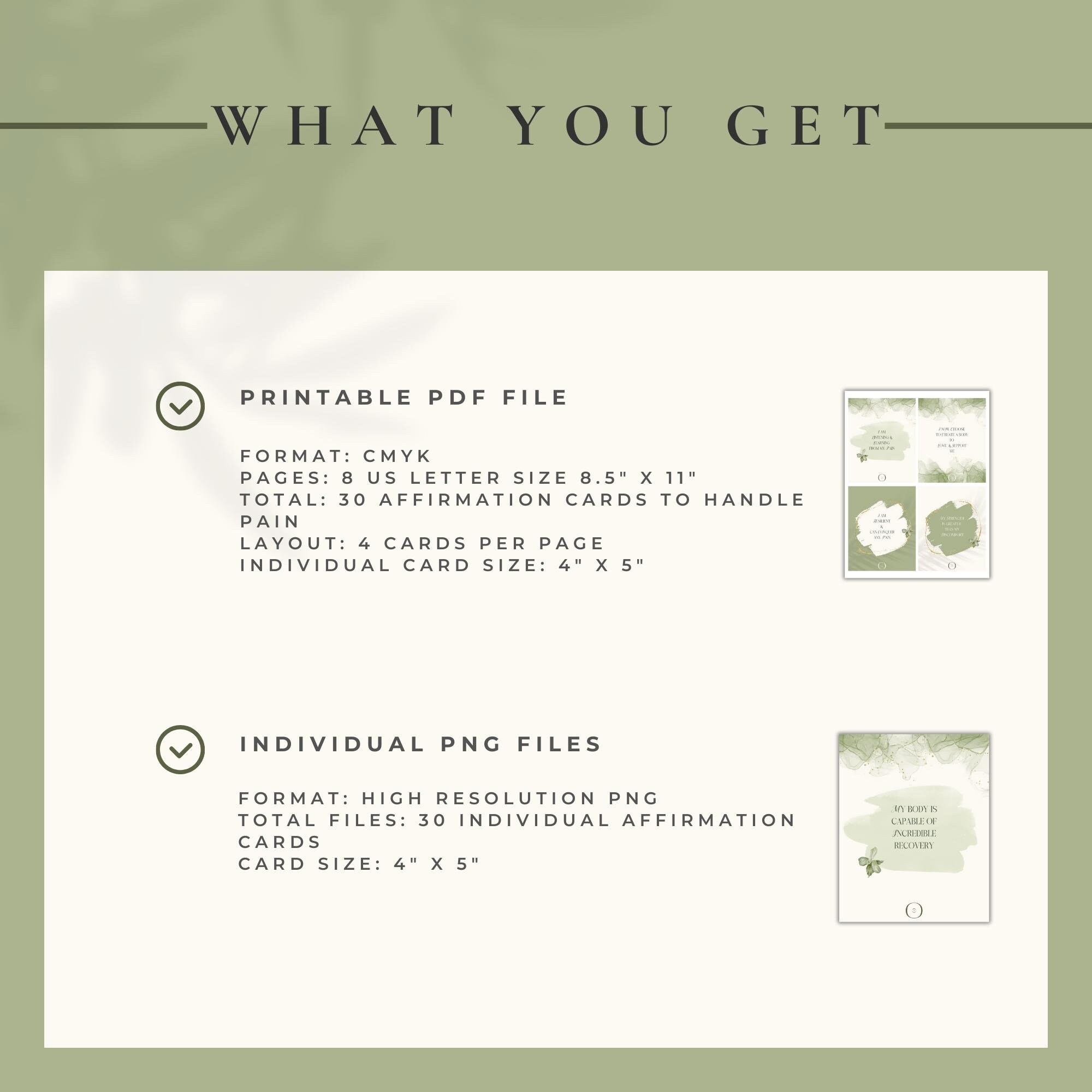 Printable Pain Relief Affirmation Cards Digital Download, Self Care ...