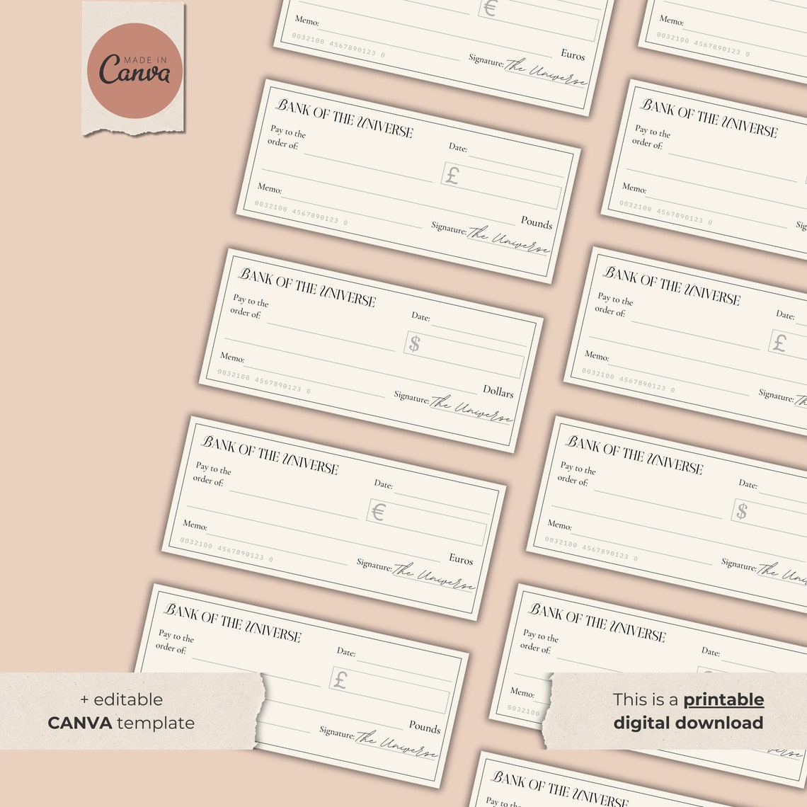 Editable Money Manifestation Cheque, Financial Abundance Check, Law of ...