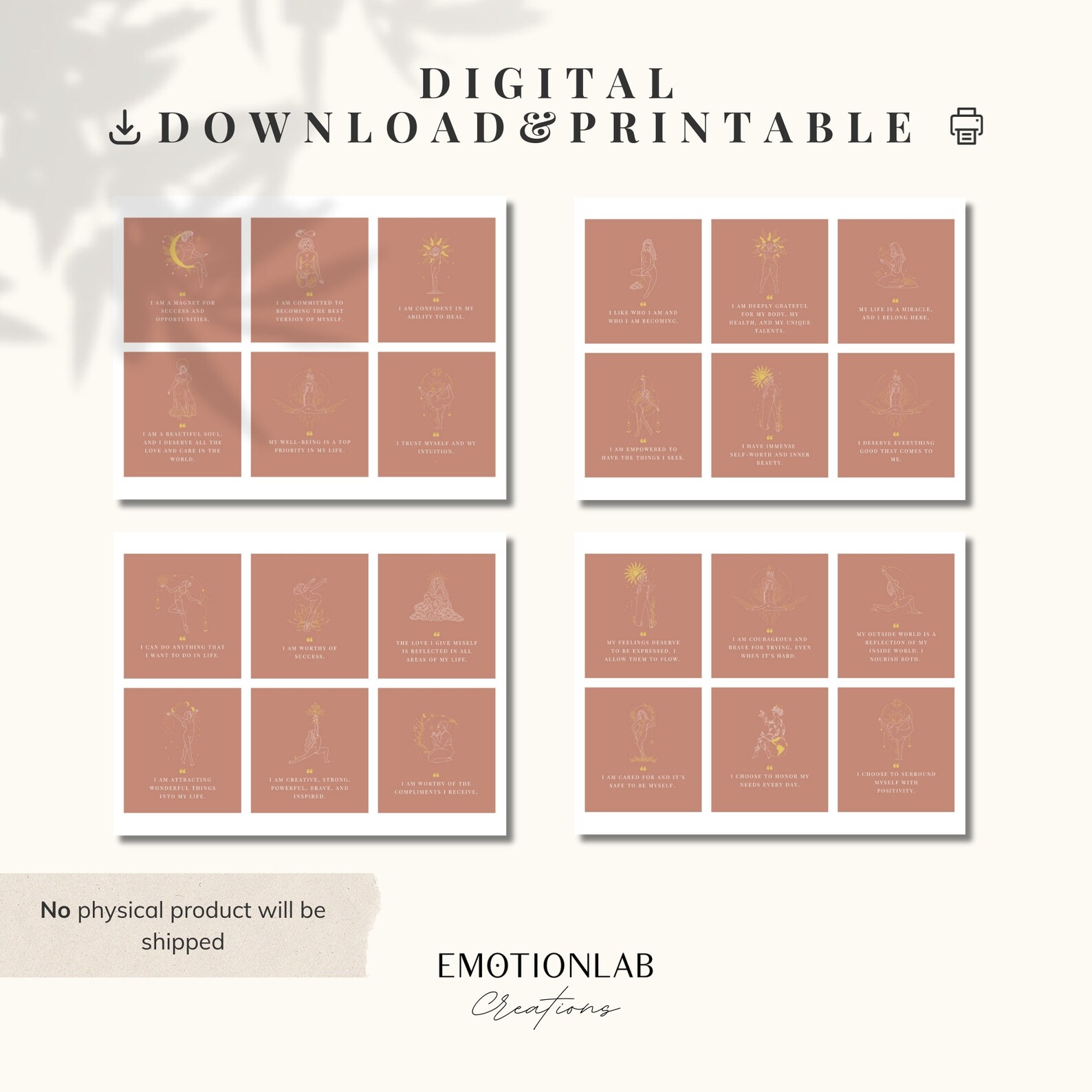 Digital Affirmation Cards Printable, Positive Affirmation Cards for ...