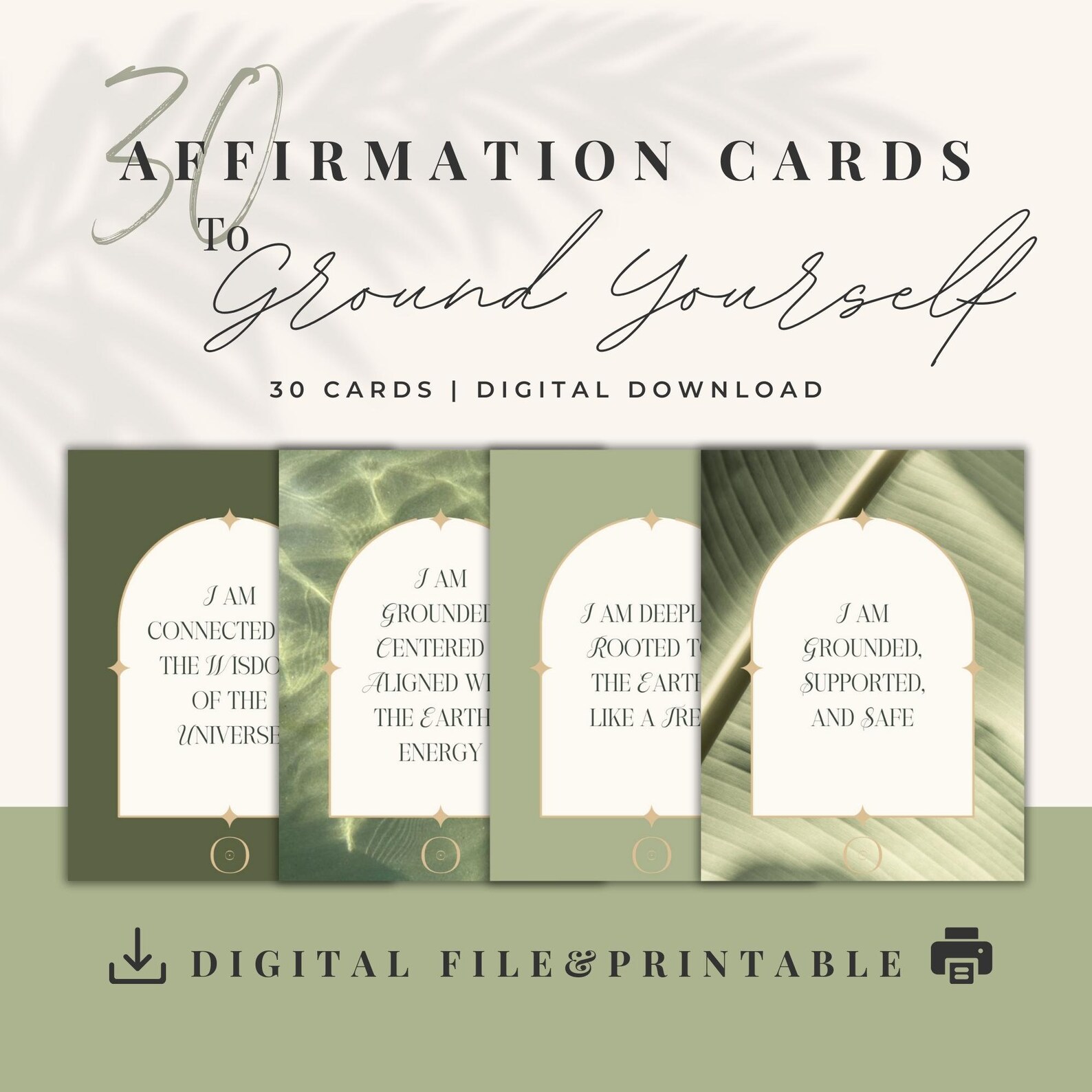Printable Affirmation Cards Digital Download for Grounding, Self Care ...
