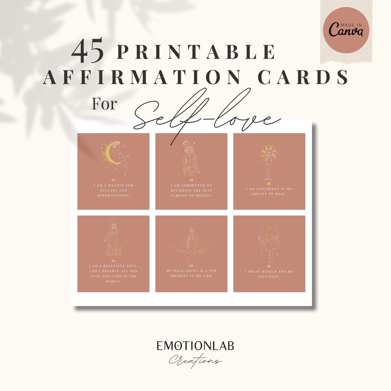 Digital Affirmation Cards Printable, Positive Affirmation Cards for ...