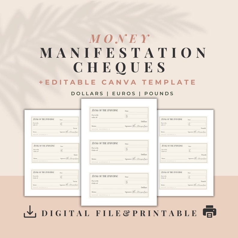 Editable Money Manifestation Cheque, Financial Abundance Check, Law of ...