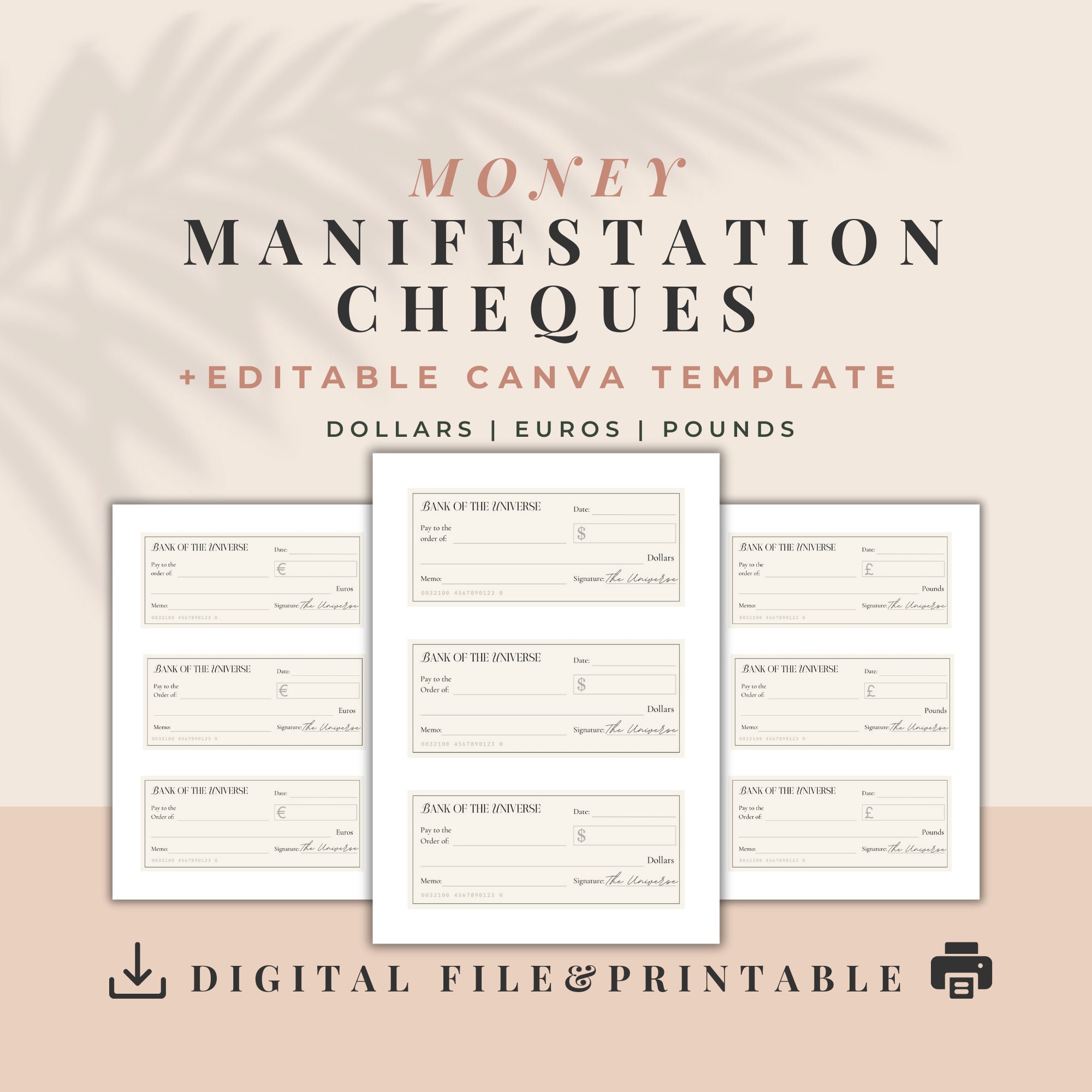 Editable Money Manifestation Cheque, Financial Abundance Check, Law of ...