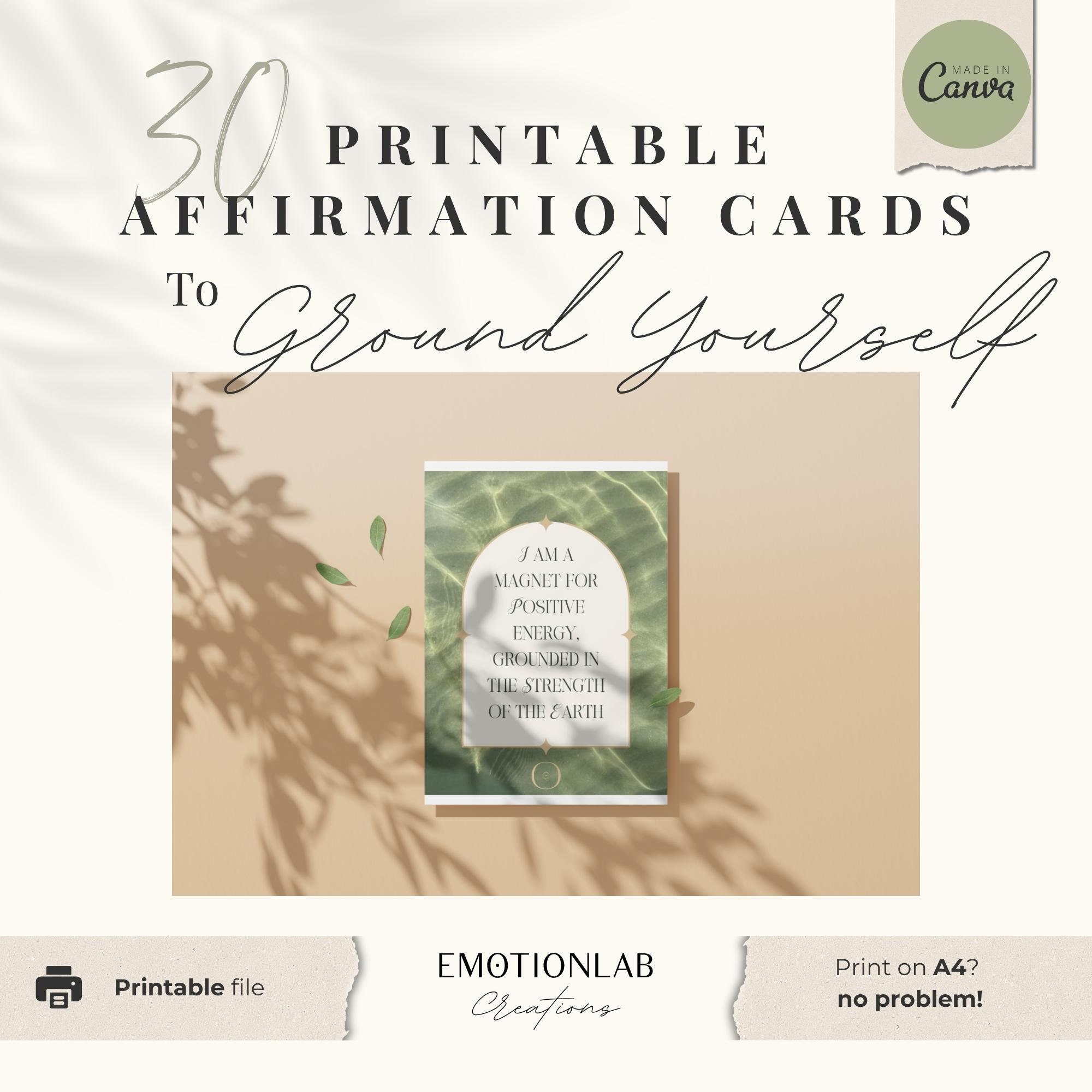 Printable Affirmation Cards Digital Download for Grounding, Self Care ...