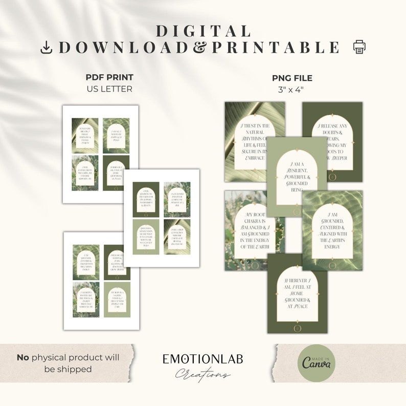 Printable Affirmation Cards Digital Download for Grounding, Self Care ...