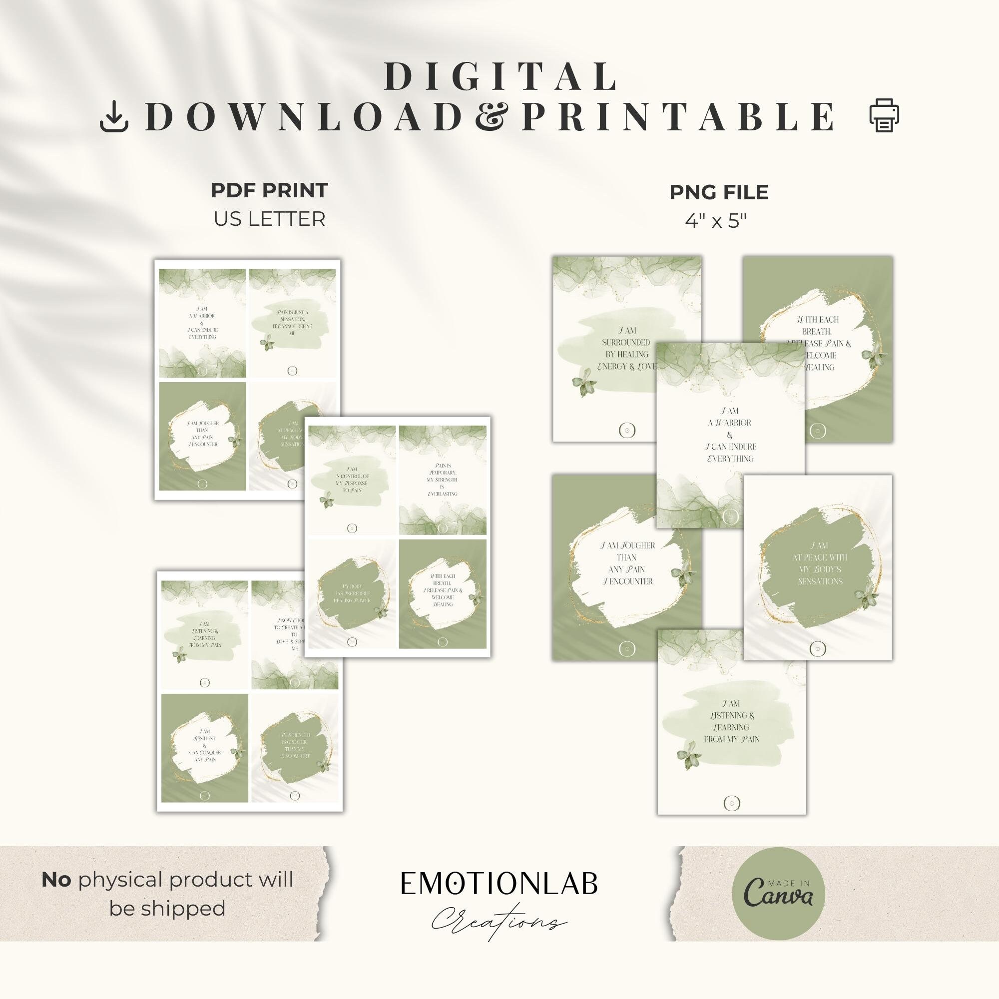 Printable Pain Relief Affirmation Cards Digital Download Self - Etsy