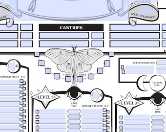 COLOR Digitally Editable Dnd Lunar Moth Character Sheets With Color ...