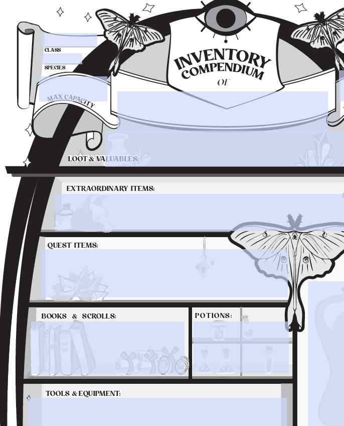 Digitally Editable Dnd Lunar Moth Character Sheets - Etsy