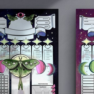 COLOR Digitally Editable Dnd Lunar Moth Character Sheets With Color ...