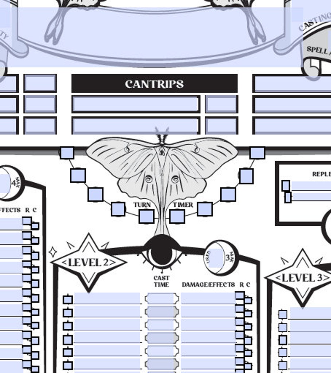 Digitally Editable Dnd Lunar Moth Character Sheets - Etsy