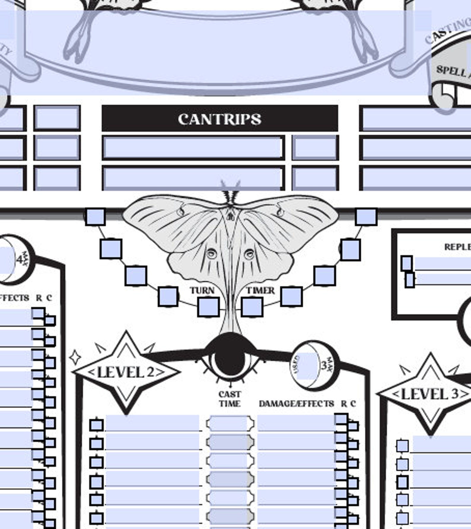 Digitally Editable Dnd Lunar Moth Character Sheets - Etsy