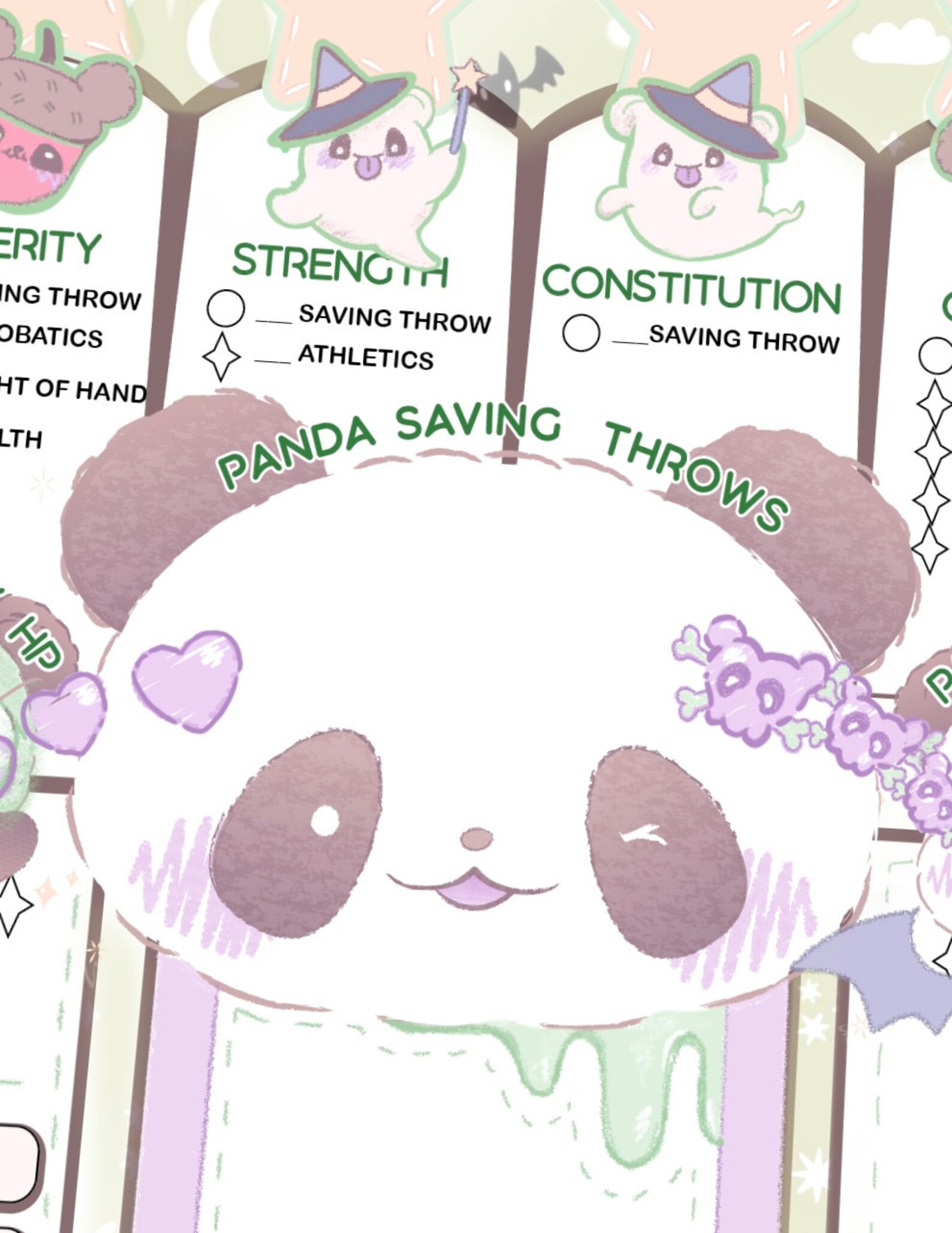 Dnd 5e Character Sheet Kawaii Halloween Panda - Etsy