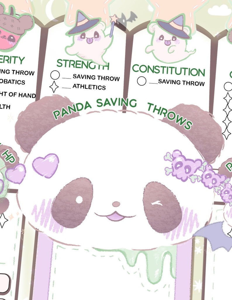Dnd 5e Character Sheet Kawaii Halloween Panda - Etsy