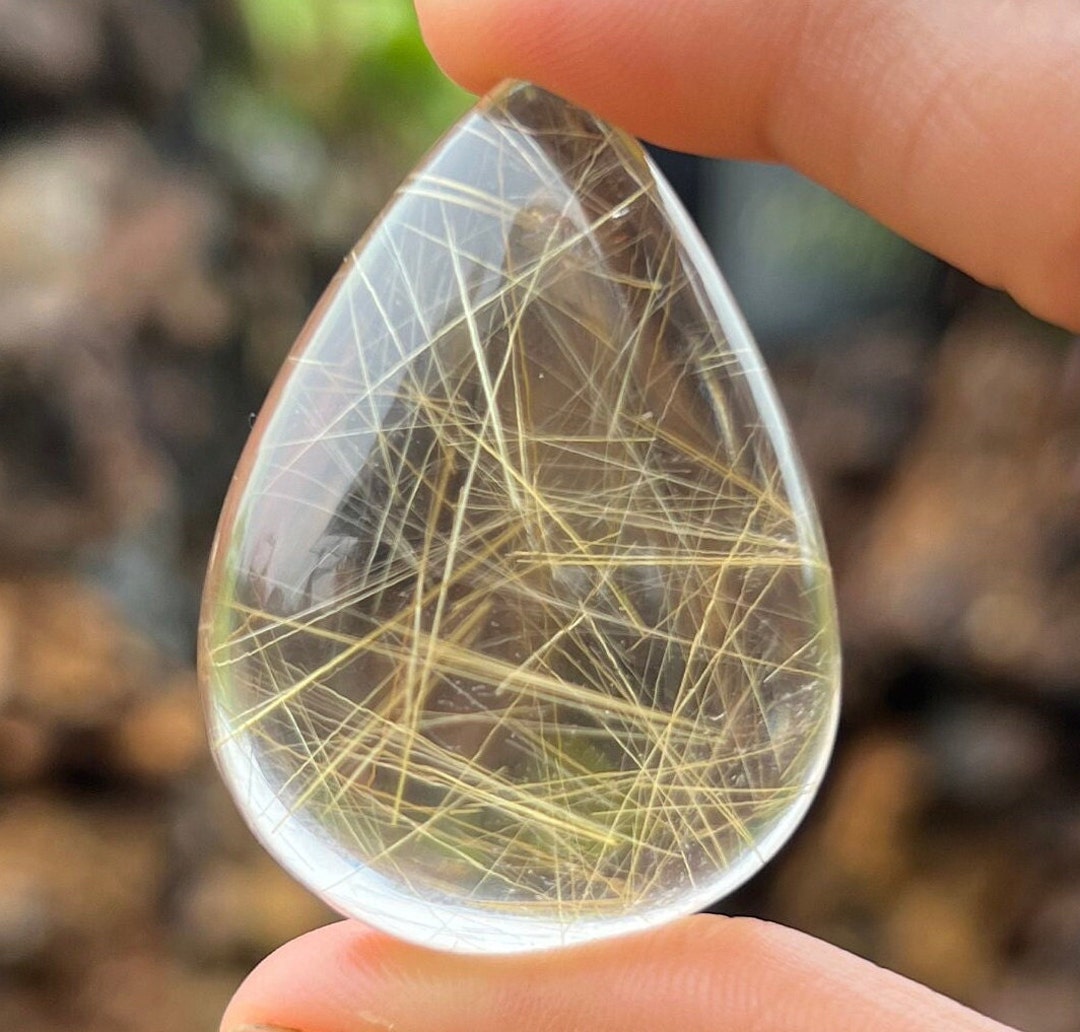 Golden Himalayan Rutile Gemstone, Pear Shape Beautiful Rutile Gem ...