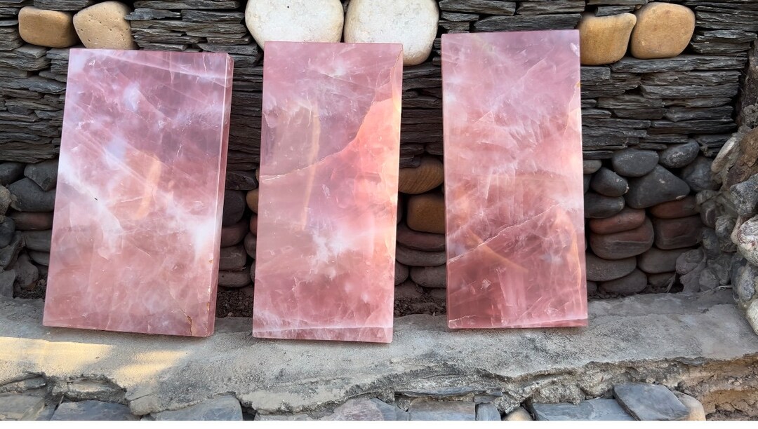 Natural Rose Quartz Slabs of Good Quality / Rose Quartz Tiles to Make ...