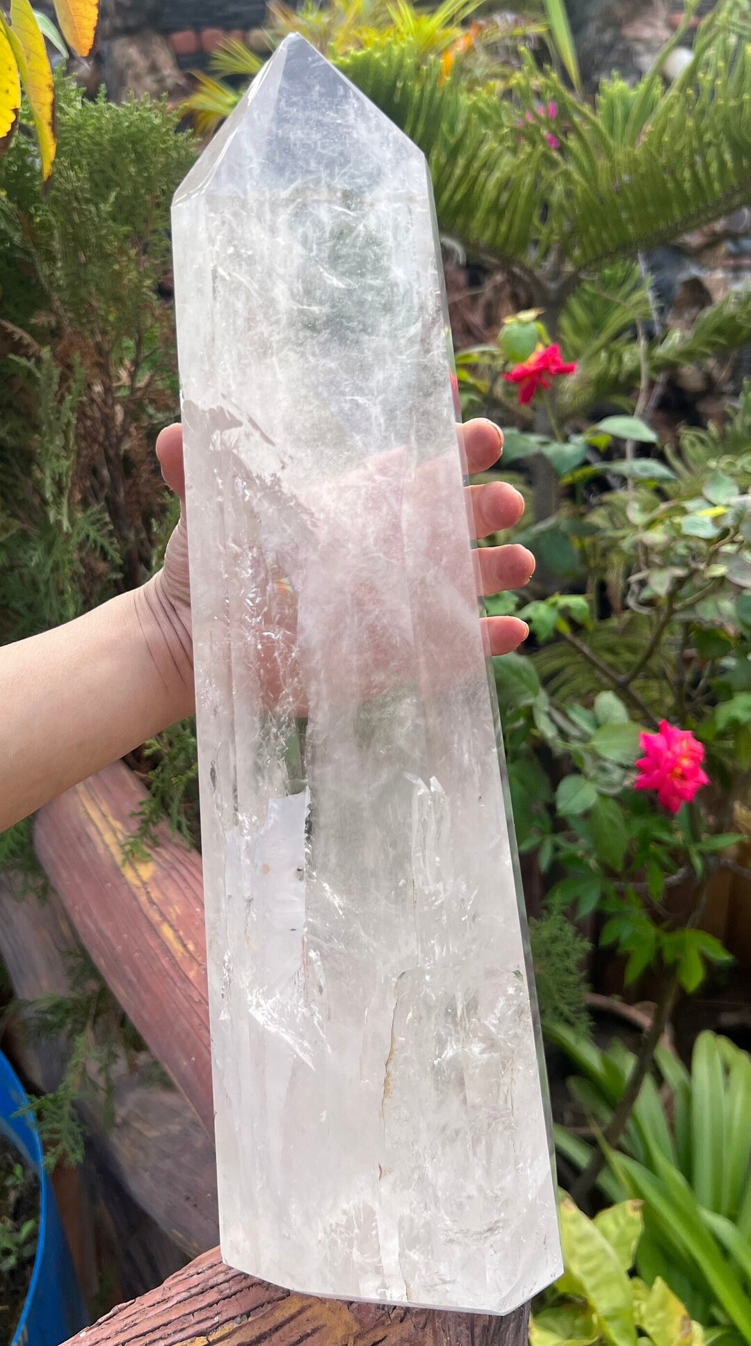 Natural Crystal Quartz Pencil With Water Inside / Big Size Crystal ...