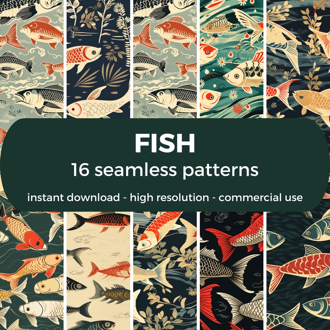 FISH Digital Paper - Seamless Pattern Instant Digital Download ...