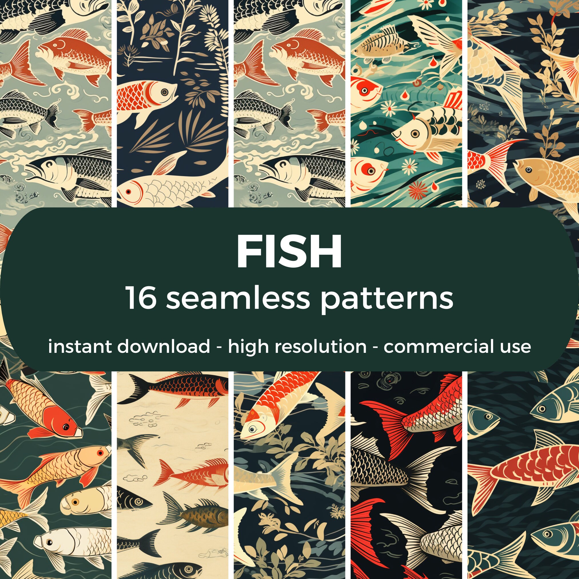 FISH Digital Paper - Seamless Pattern Instant Digital Download ...