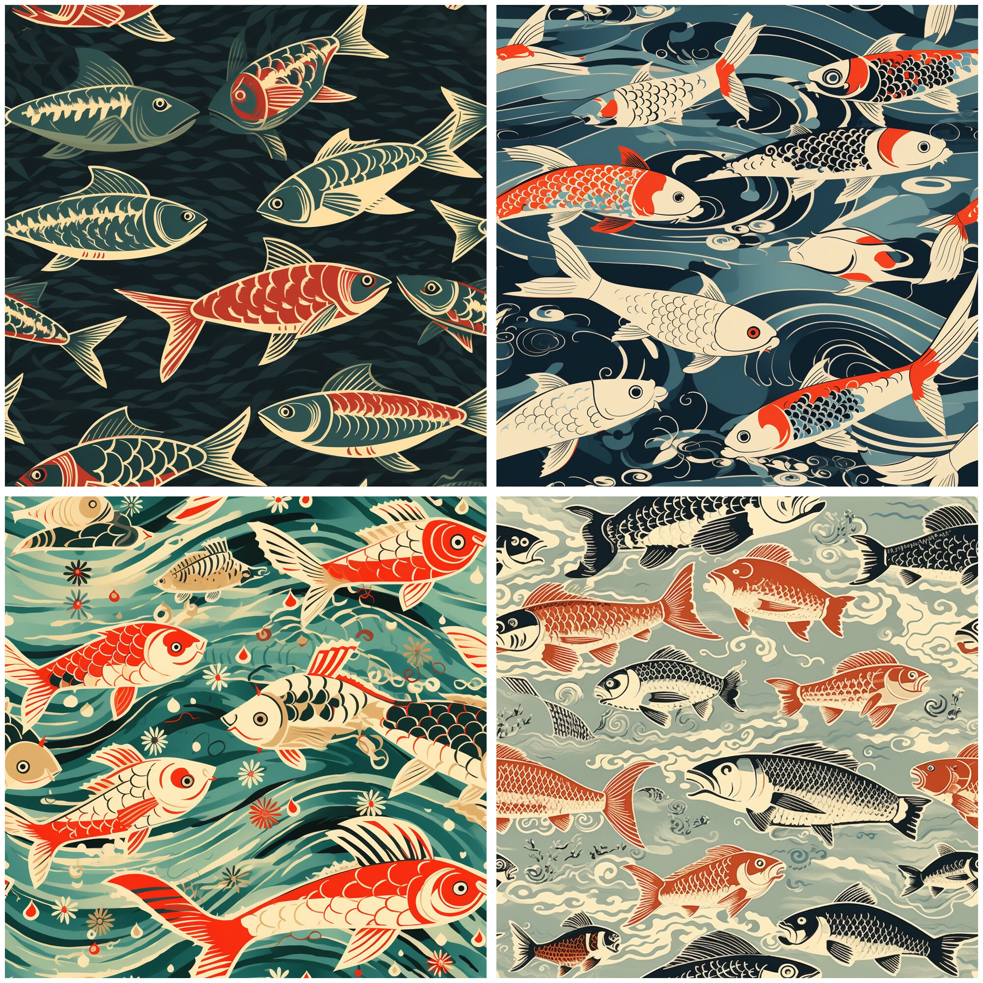 FISH Digital Paper - Seamless Pattern Instant Digital Download ...