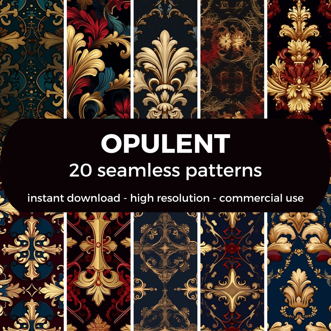 Opulent Damask Digital Paper – Seamless Printable Patterns (PNG) - Etsy