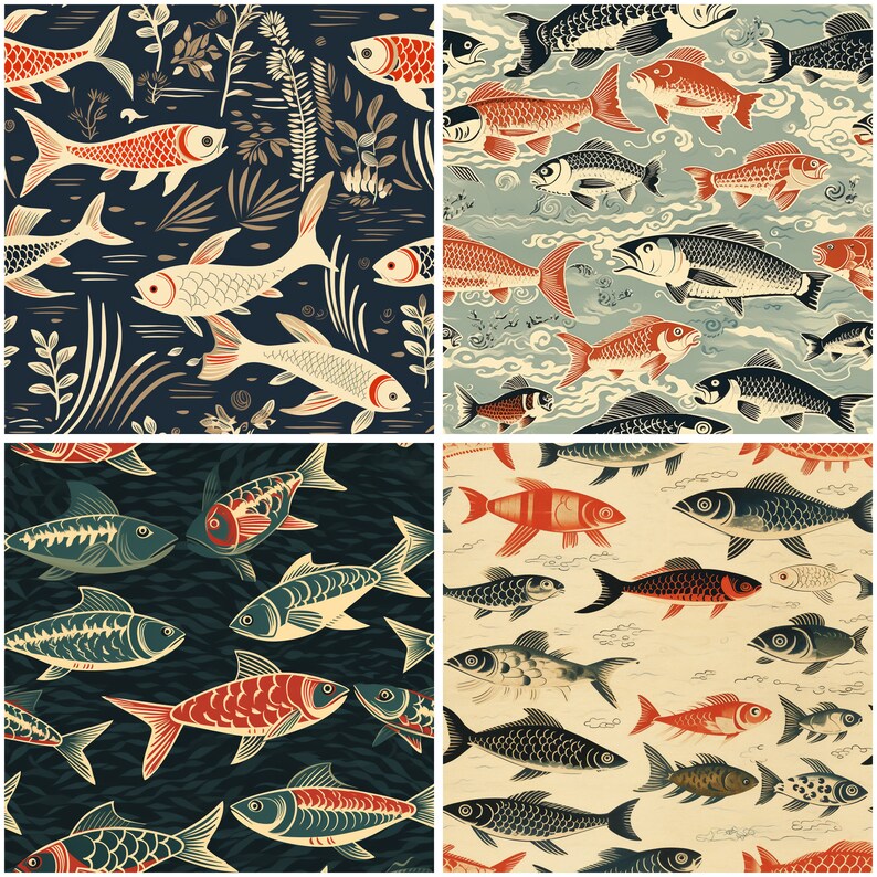 FISH Digital Paper - Seamless Pattern Instant Digital Download ...