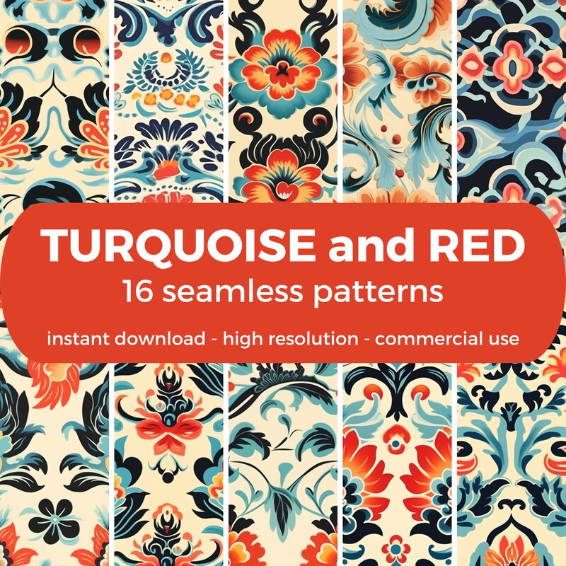 Turquoise Red Decor - Etsy