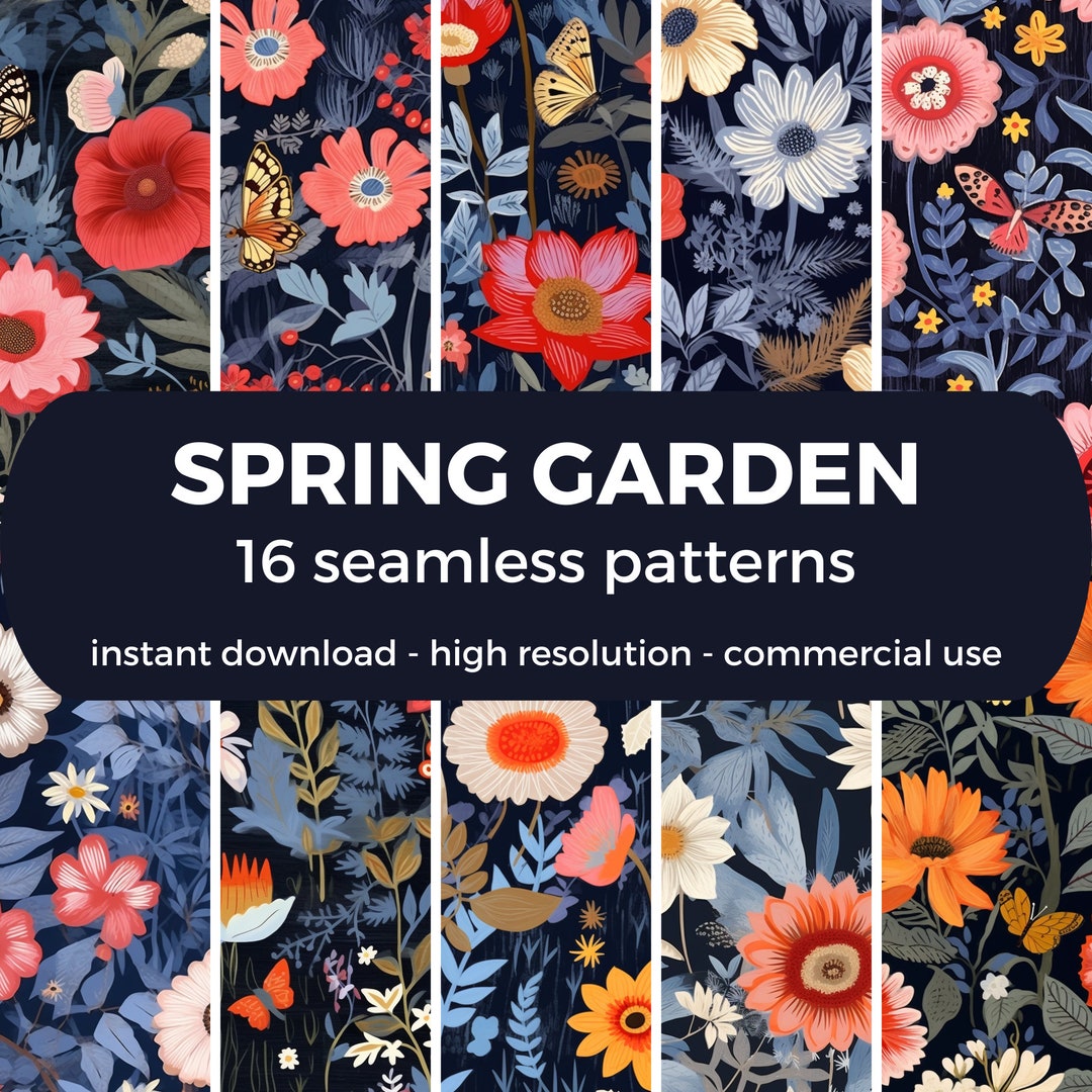 SPRING GARDEN Digital Paper - Seamless Pattern Instant Digital Download ...