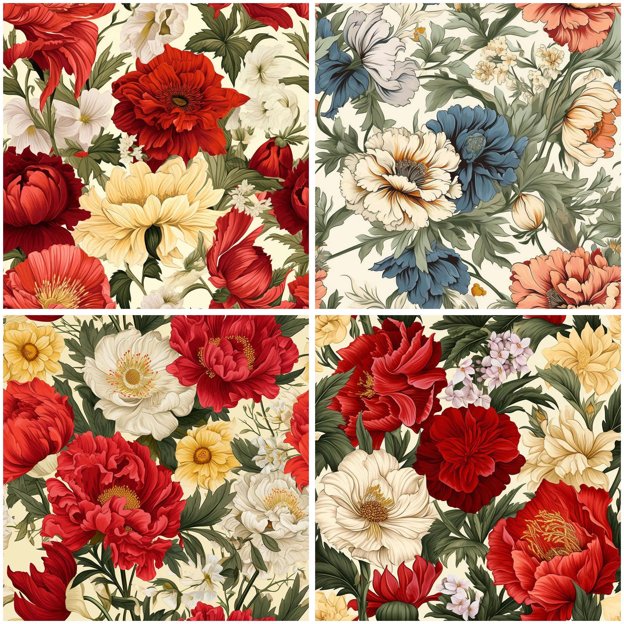 CLASSIC FLORAL 16 Seamless Patterns digital Download - Etsy