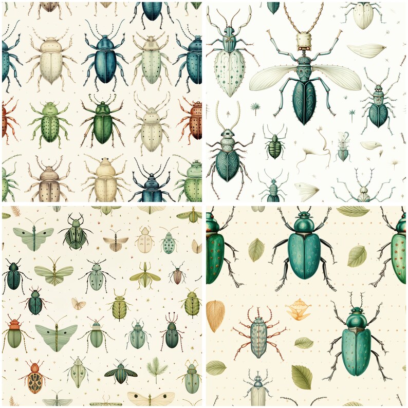 Insect Seamless Pattern - Vintage Bug Design, Scrapbook Paper (digital ...
