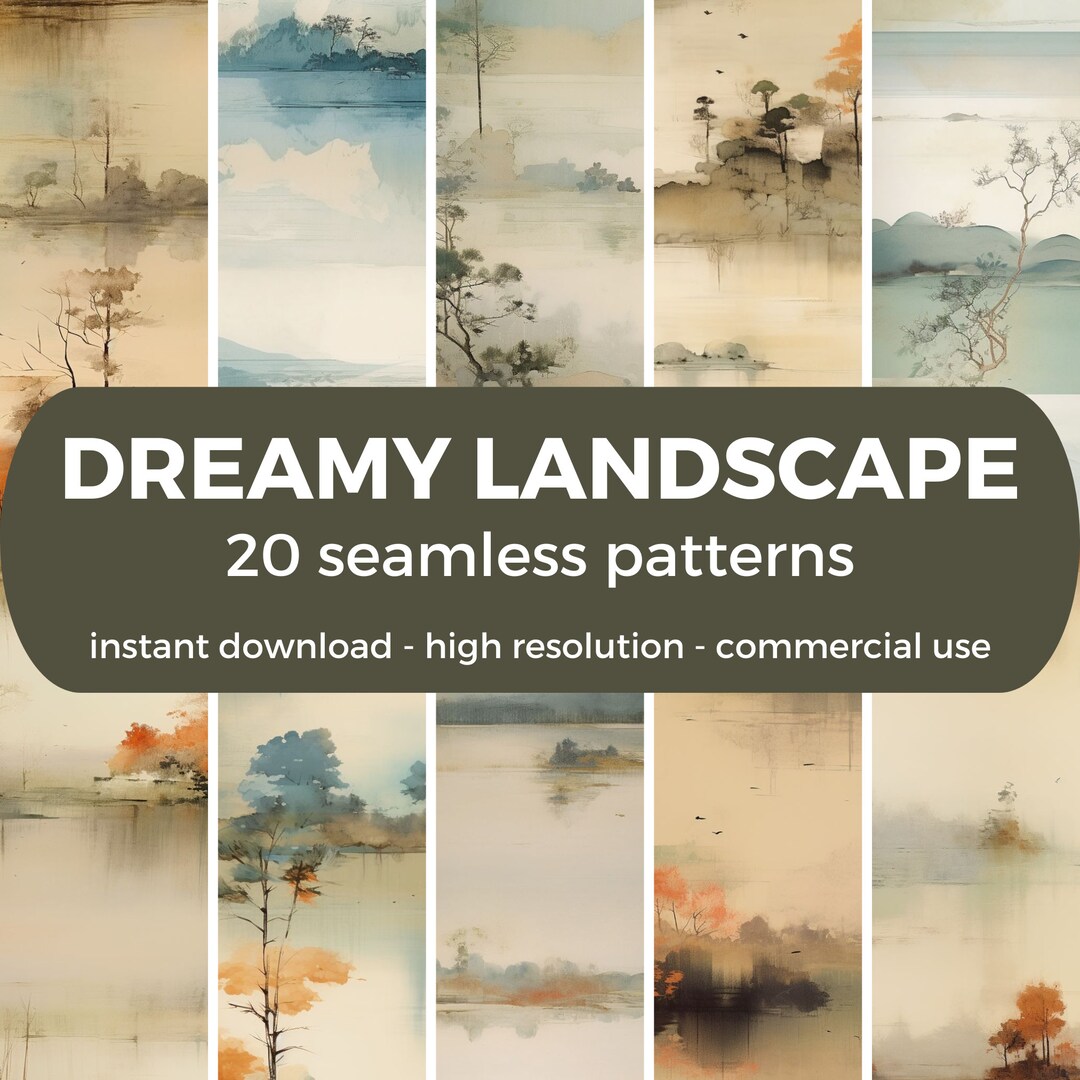 DREAMY LANDSCAPE Digital Paper - Seamless Pattern Instant Digital ...