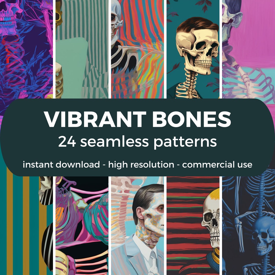VIBRANT BONES - Digital Paper - Seamless Pattern Instant Digital ...