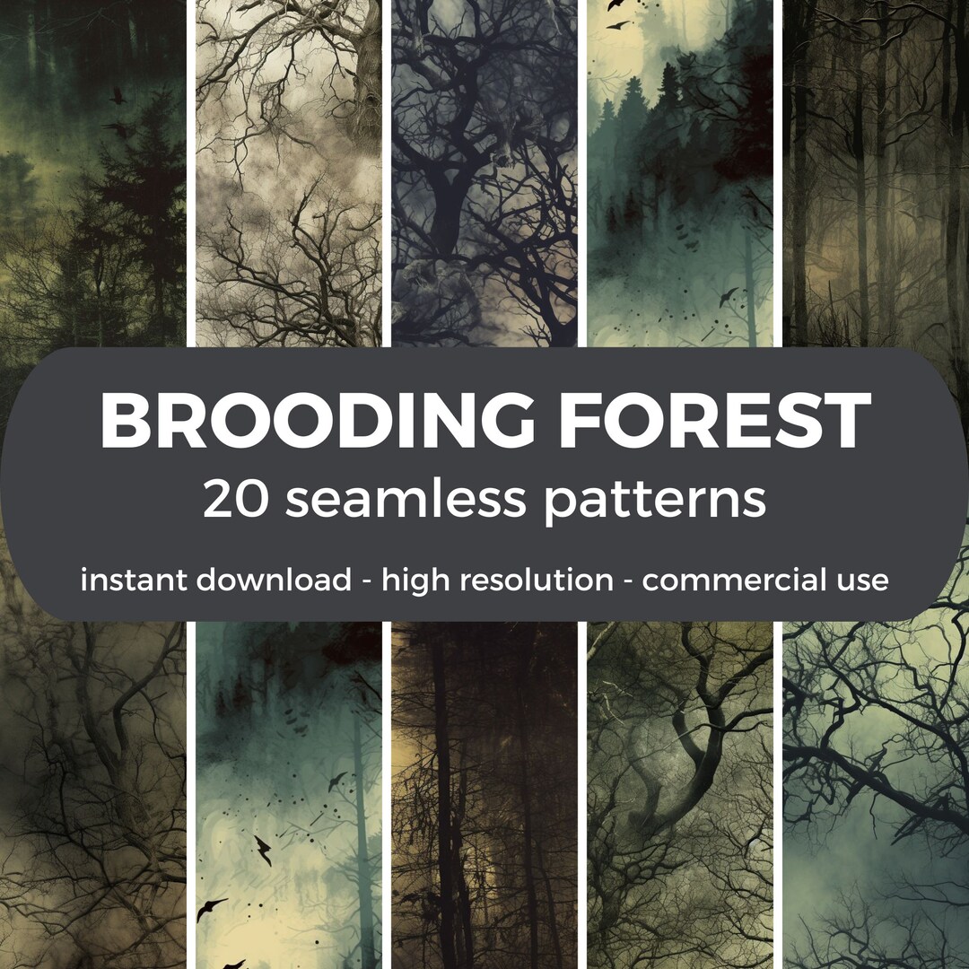 BROODING FOREST Digital Paper - Seamless Pattern Instant Digital ...