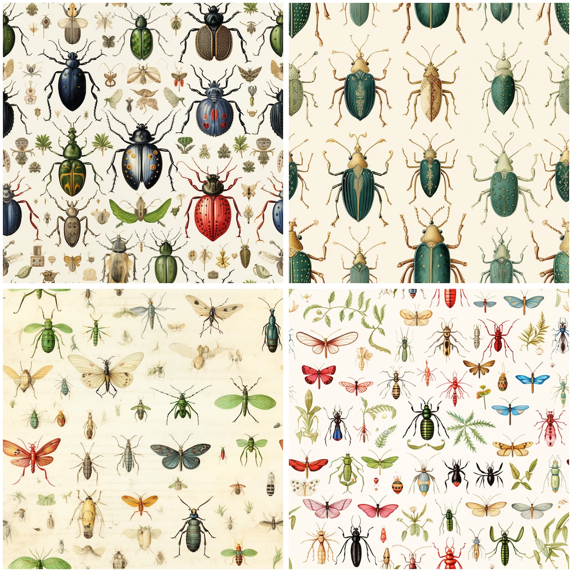 Insect Seamless Pattern - Vintage Bug Design, Scrapbook Paper (digital ...