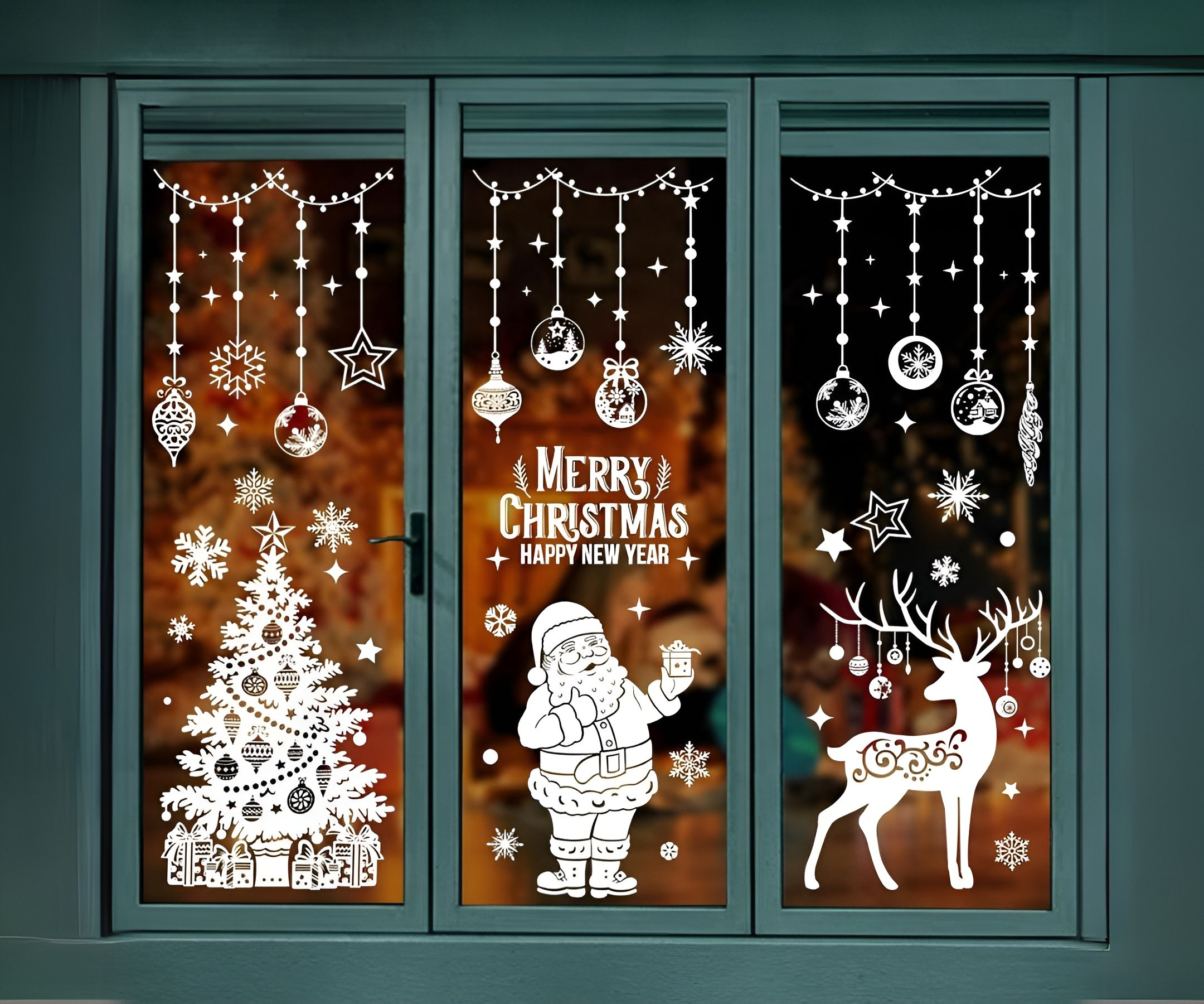 Large Christmas Window Stickers 104 Double Sided White - Etsy