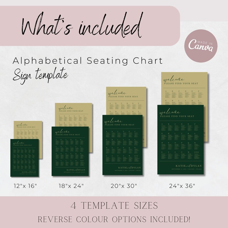 Emerald & Gold Wedding Seating Chart Template (digital Download) - Etsy