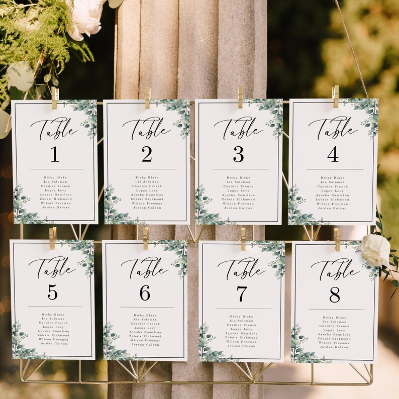 Minimalist DIY Table Number Card Seating Chart Template INSTANT ...