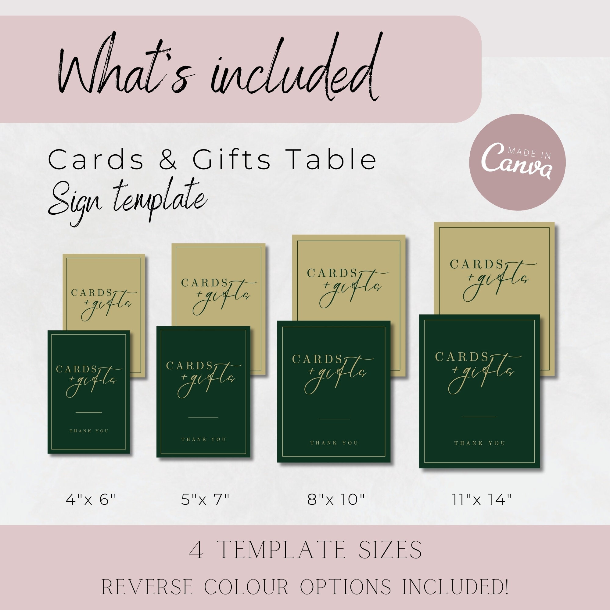 Simple Minimalist Cards & Gifts Sign Editable Template INSTANT DOWNLOAD ...
