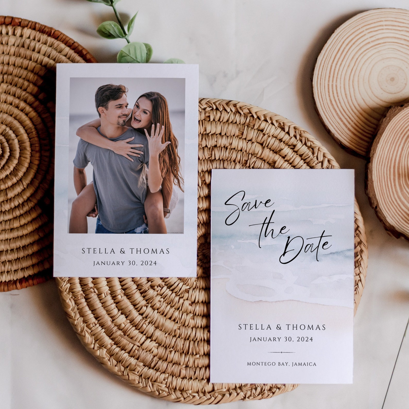 Beach Wedding Save the Date Template: Minimalist Seashore Design ...