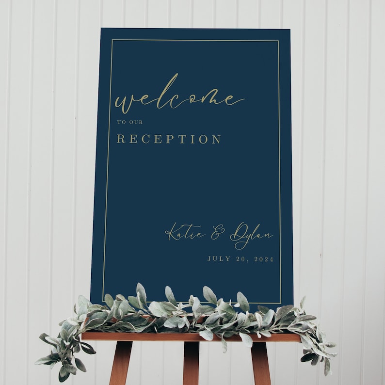 Simple Minimalist Wedding Reception Welcome Sign Editable Template ...