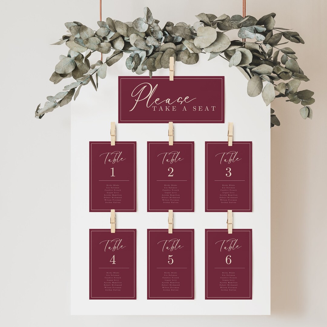 Minimalist DIY Table Number Card Seating Chart Template INSTANT ...