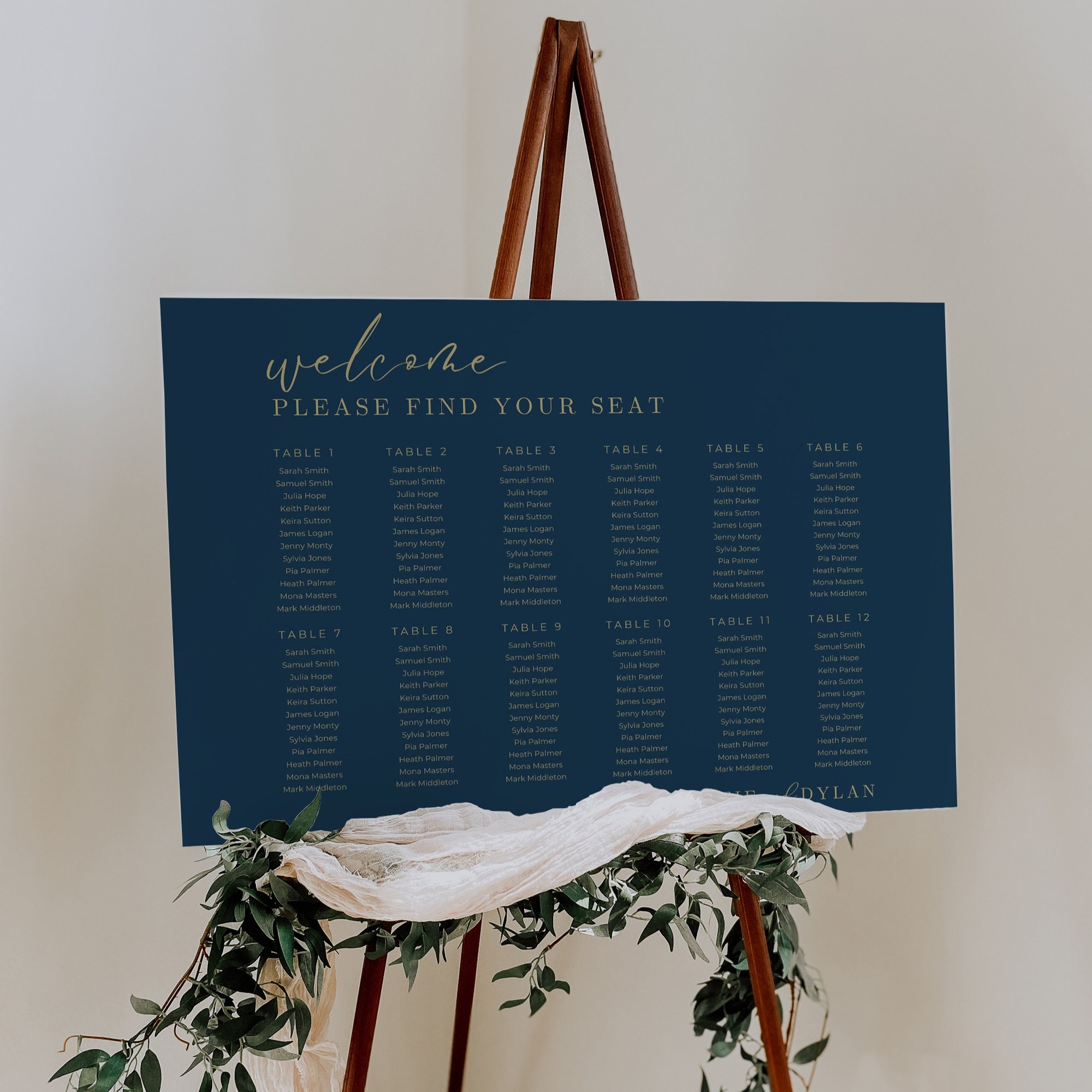 Elegant DIY Wedding Table Number Seating Plan Template INSTANT DOWNLOAD ...