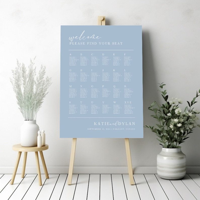 Simple Elegant Wedding Alphabetical Seating Chart Template INSTANT ...