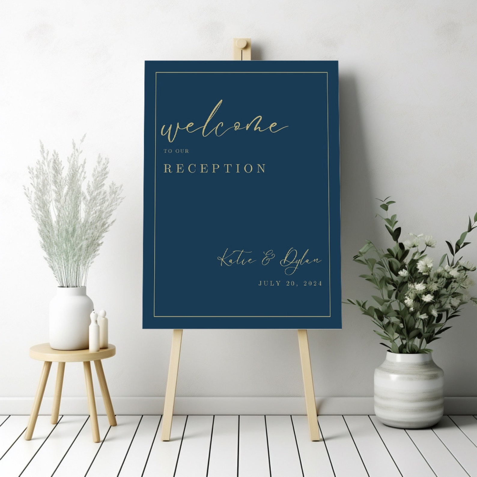 Simple Minimalist Wedding Reception Welcome Sign Editable Template ...
