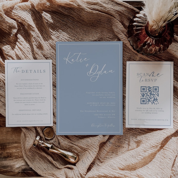 Dusty Blue Wedding Invitations - Etsy