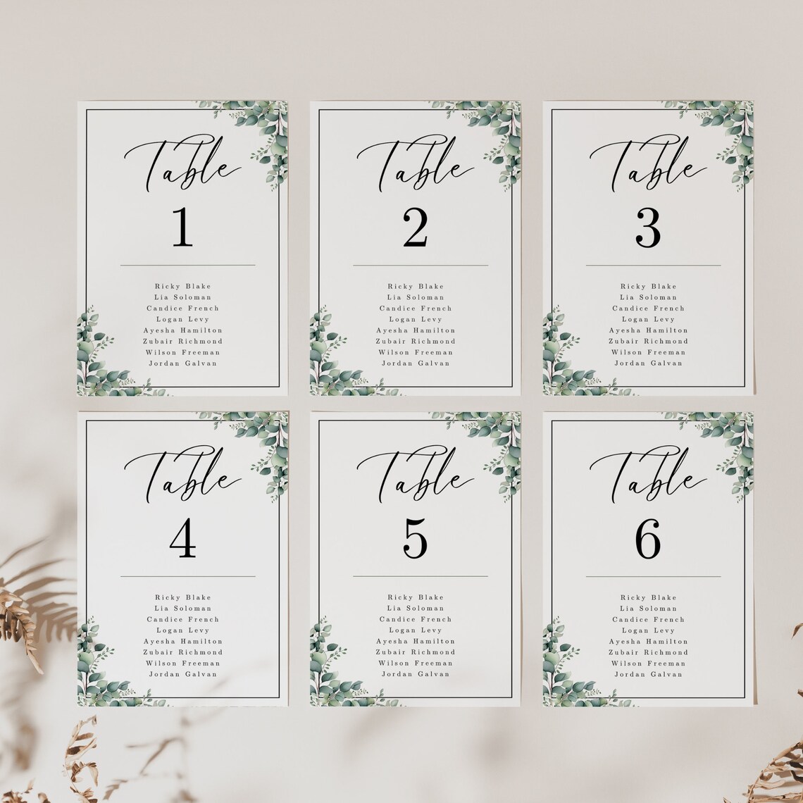 Minimalist DIY Table Number Card Seating Chart Template INSTANT ...