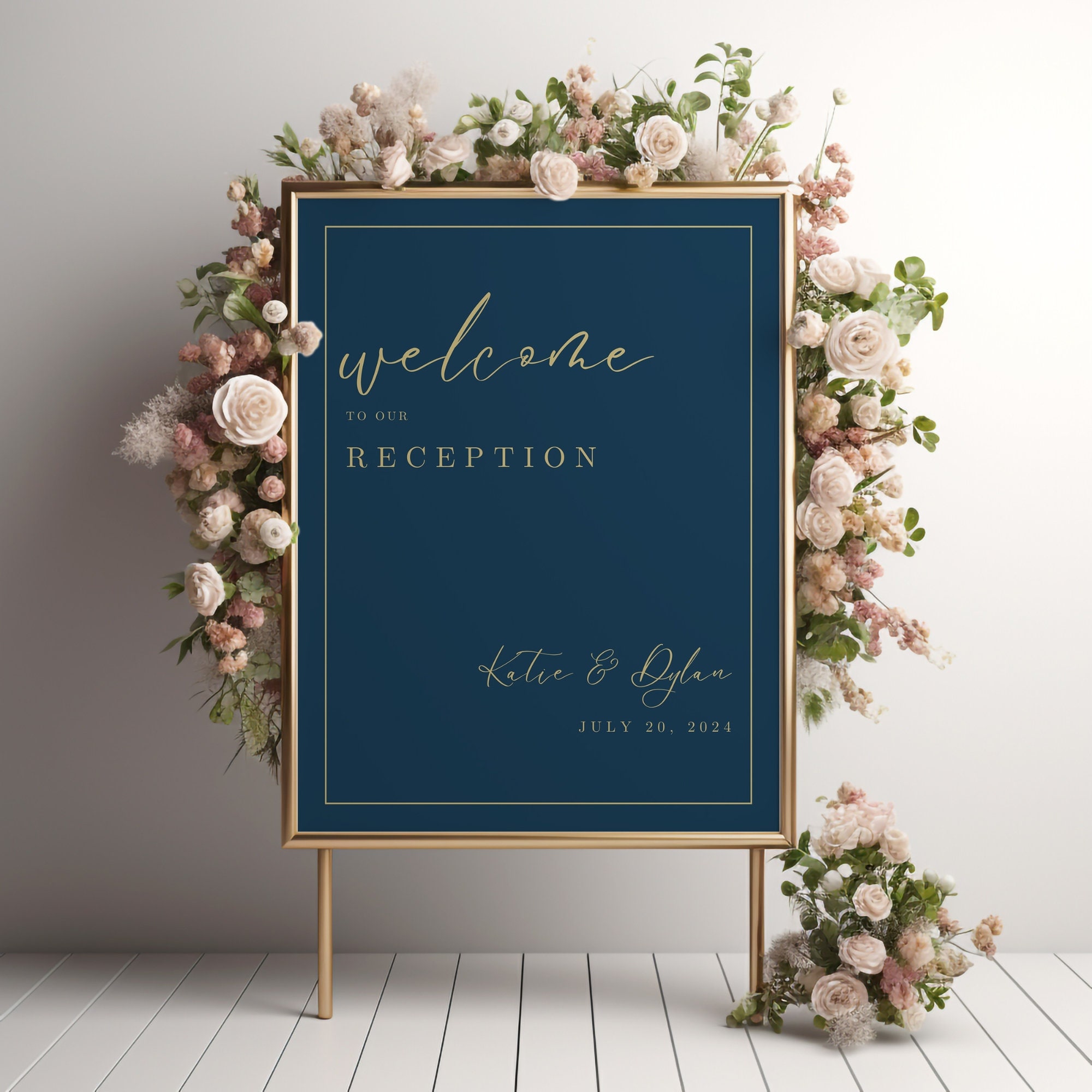 Simple Minimalist Wedding Reception Welcome Sign Editable Template ...